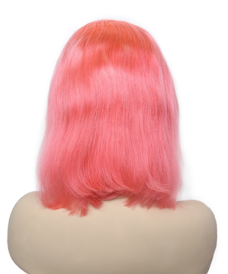 Colorful Straight Short Bob Lace Front Wigs For Women Cherry Pink Wigs