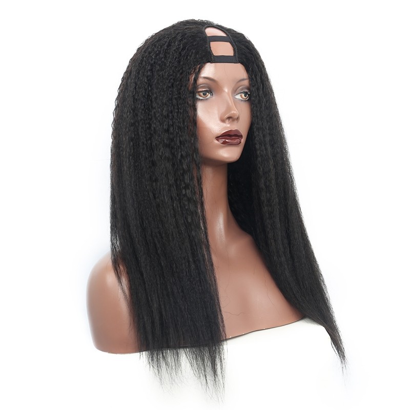 Kinky Straight U Part Human Hair Wigs For Black Women 180% Density