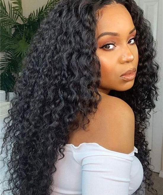 Dolago 130% Invisible Transparent Kinky Curly 360 Lace Wig Pre Plucked ...
