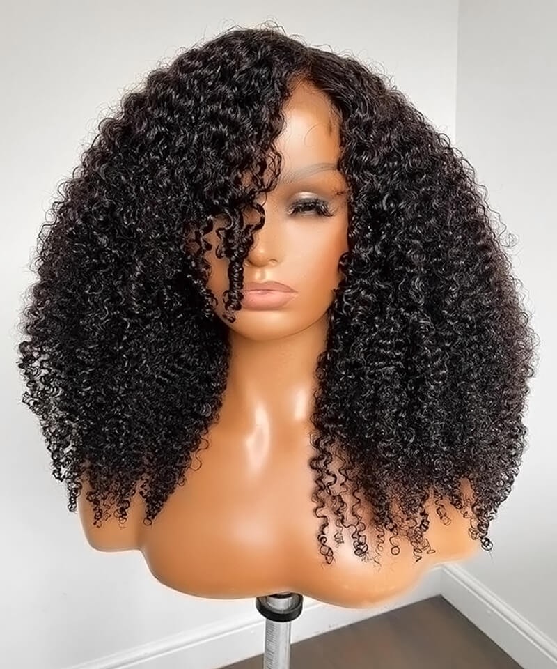 Quality 3B 3C Kinky Curly Silk Base Full Lace Human Hair Wig For Women