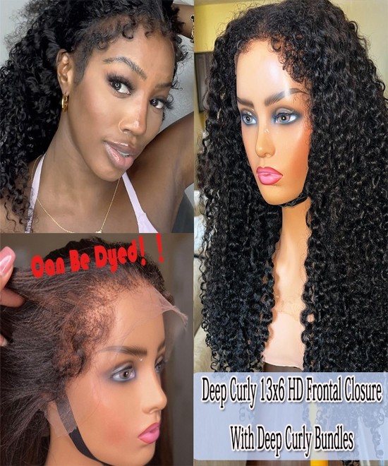 Curly Baby Hair Deep Curly HD Swiss Lace Frontal Closures Only With Invisible Hairline For Black ...