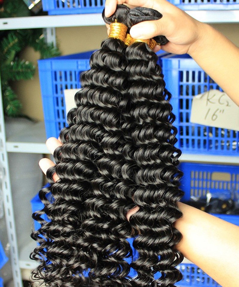 Deep Wave 3Pics Brazilian Human Hair Weave Bundles Sale 10-30 Inches ...