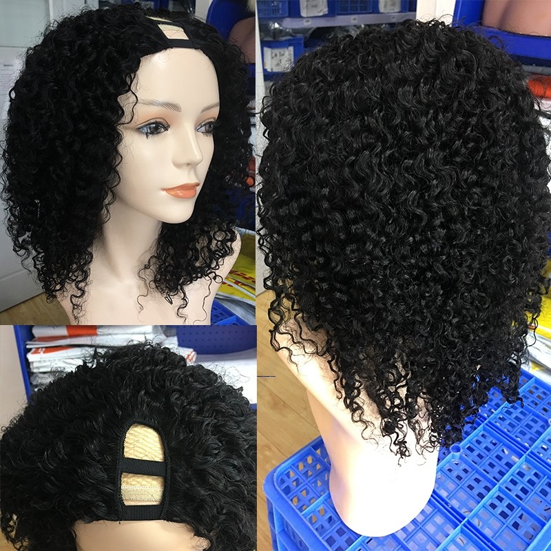 3B 3C Kinky Curly U Part Human Hair Wigs For Black Women High Quality
