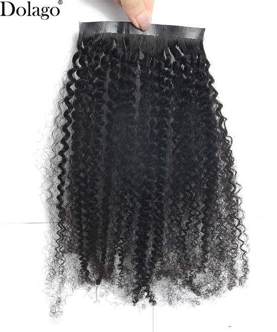 Good Quality Afro Curly Pu Clip In Human Hair Extensions For Women