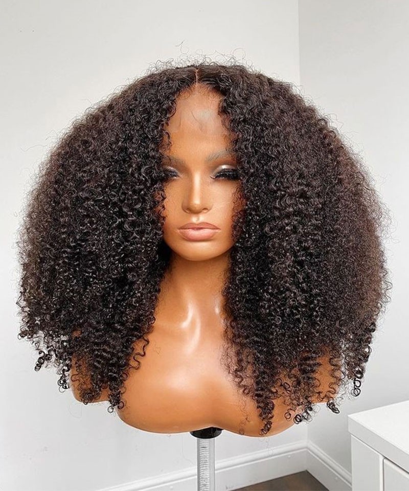 3B 3C Brazilian kinky curly Hd full lace human hair wigs for women
