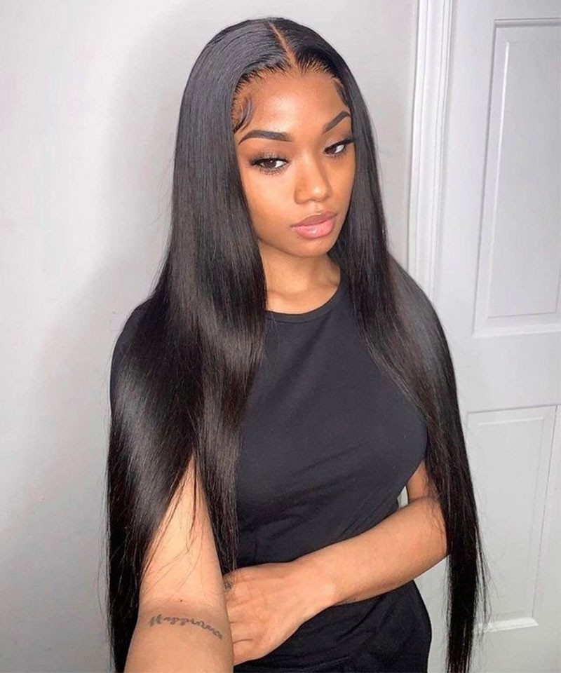 Straight undetectable transparent lace wigs for women invisible knots
