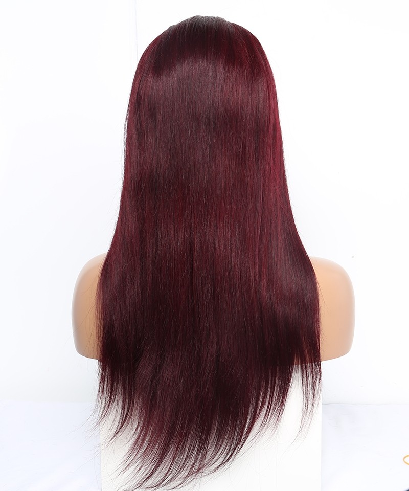 colored human hair wig 99j color red ombre wig 360 lace wig for women