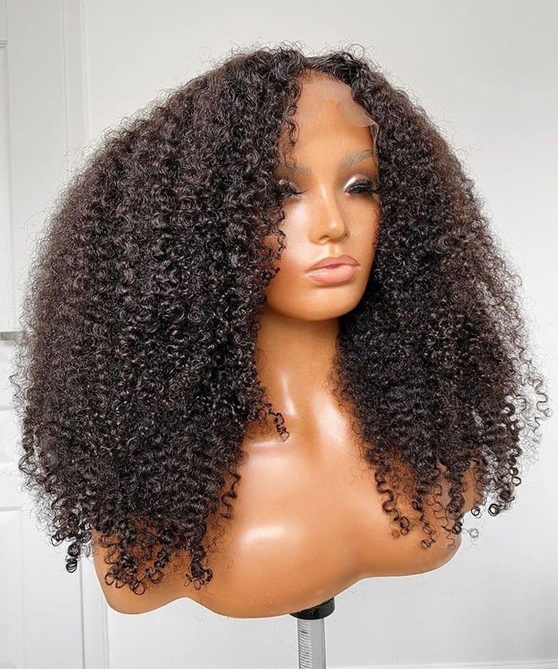 3B 3C Brazilian kinky curly Hd full lace human hair wigs for women