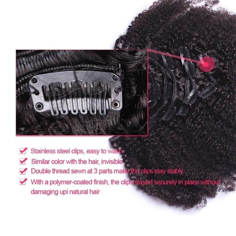 DOLAGO Brazilian afro kinky curly clip in human hair extensions 16-26 ...
