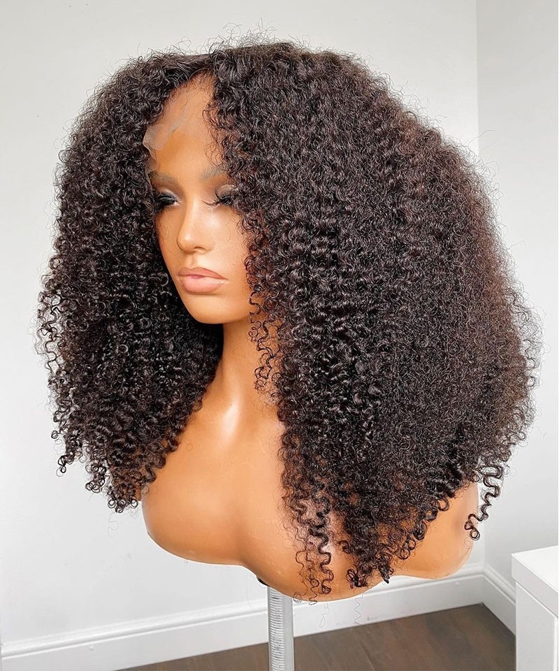 3B 3C Brazilian kinky curly Hd full lace human hair wigs for women