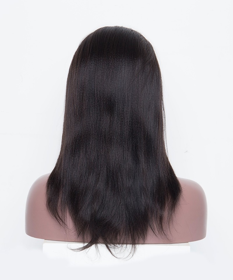 Silk Base Full Lace Human Hair wigs Yaki Straight 12 inches Lace Wigs