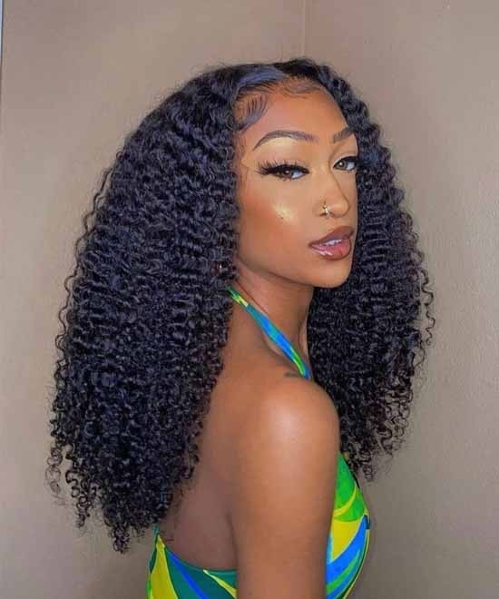 Dolago 130% 3B 3C Kinky Curly Lace Front Wig Human Hair For Black Women ...