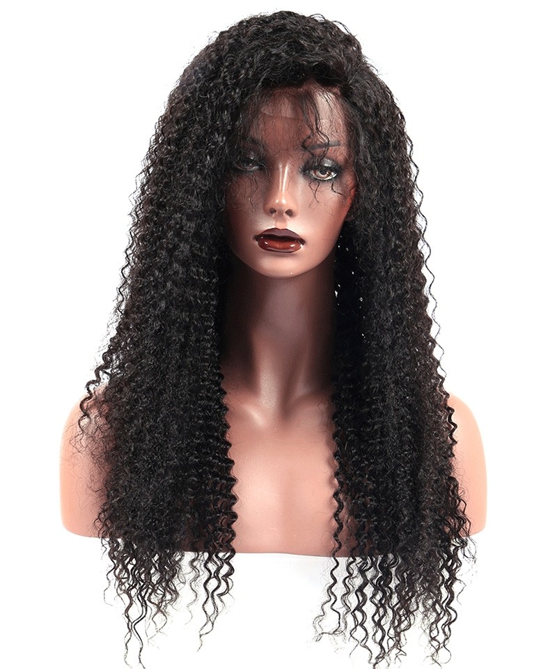 Dolago Natural 3B 4A Kinky Curly Lace Front Human Virgin Hair Wigs With ...