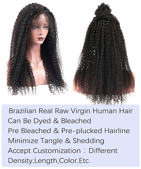 Dolago 250% High Density Kinky Curly Lace Front Human Hair Wigs Pre ...
