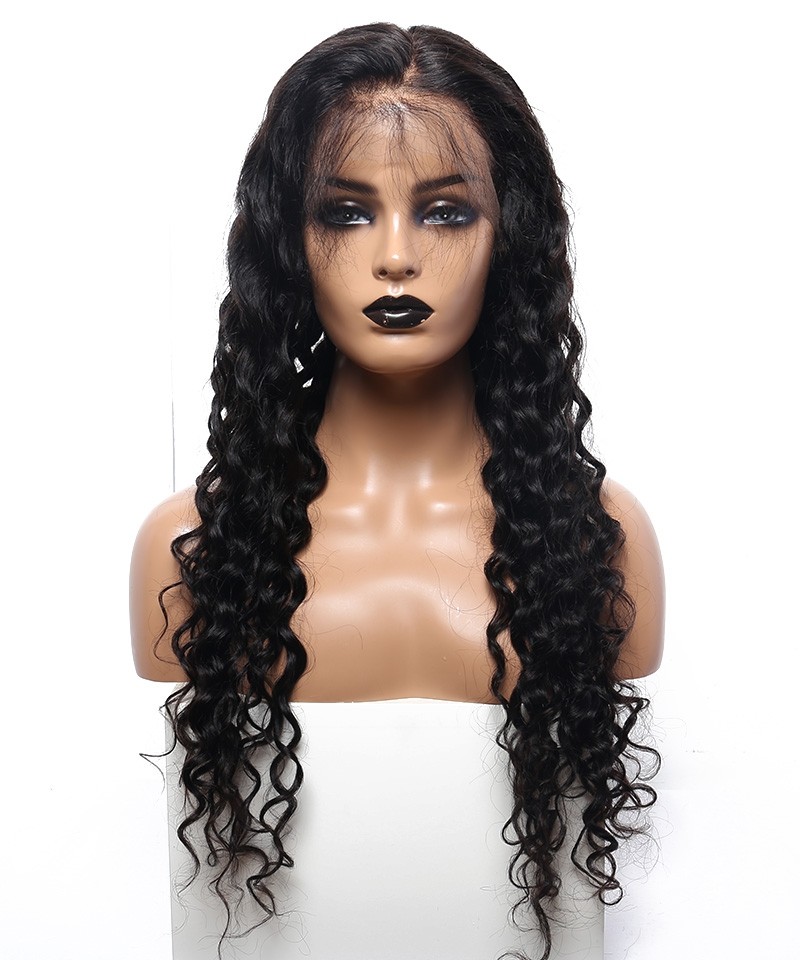 Quality Water Wave Pre Plucked Full Lace Human Hair Wigs 180% Density