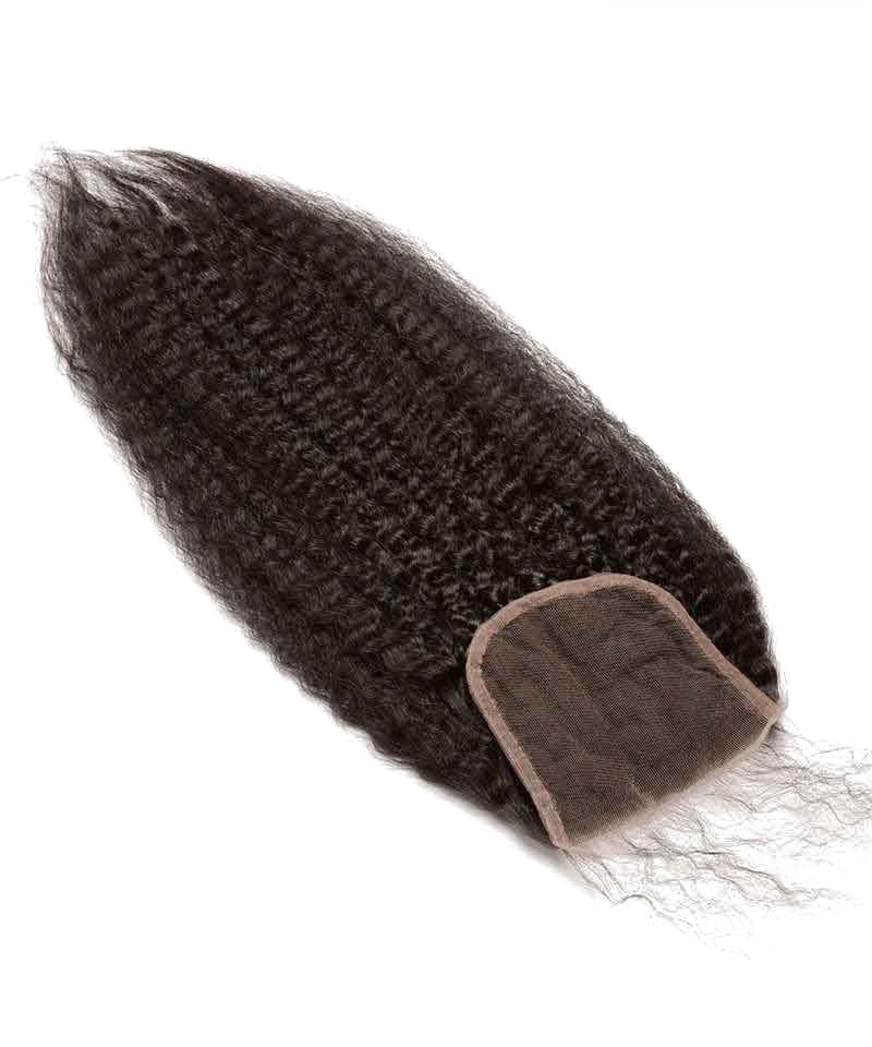 DOLAGO 100% Human Hair Top Closure 4x4 Lace Closure Kinky Straight